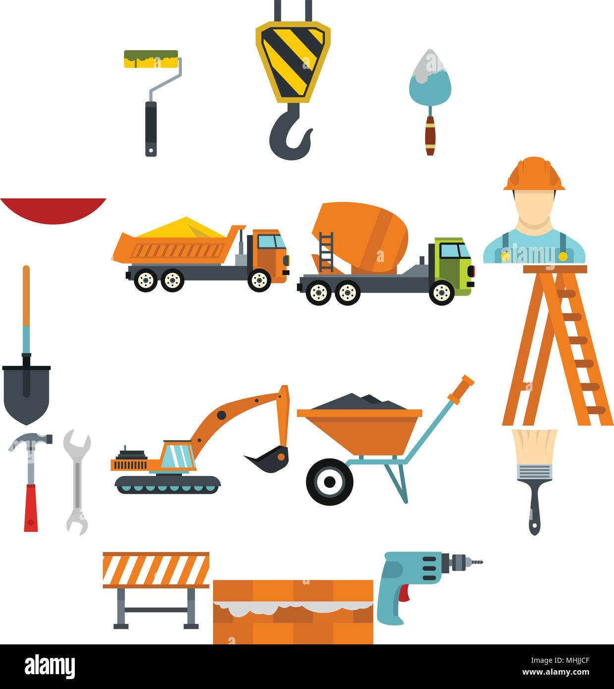Construction icons set, flat style Stock Vector Image & Art - Alamy