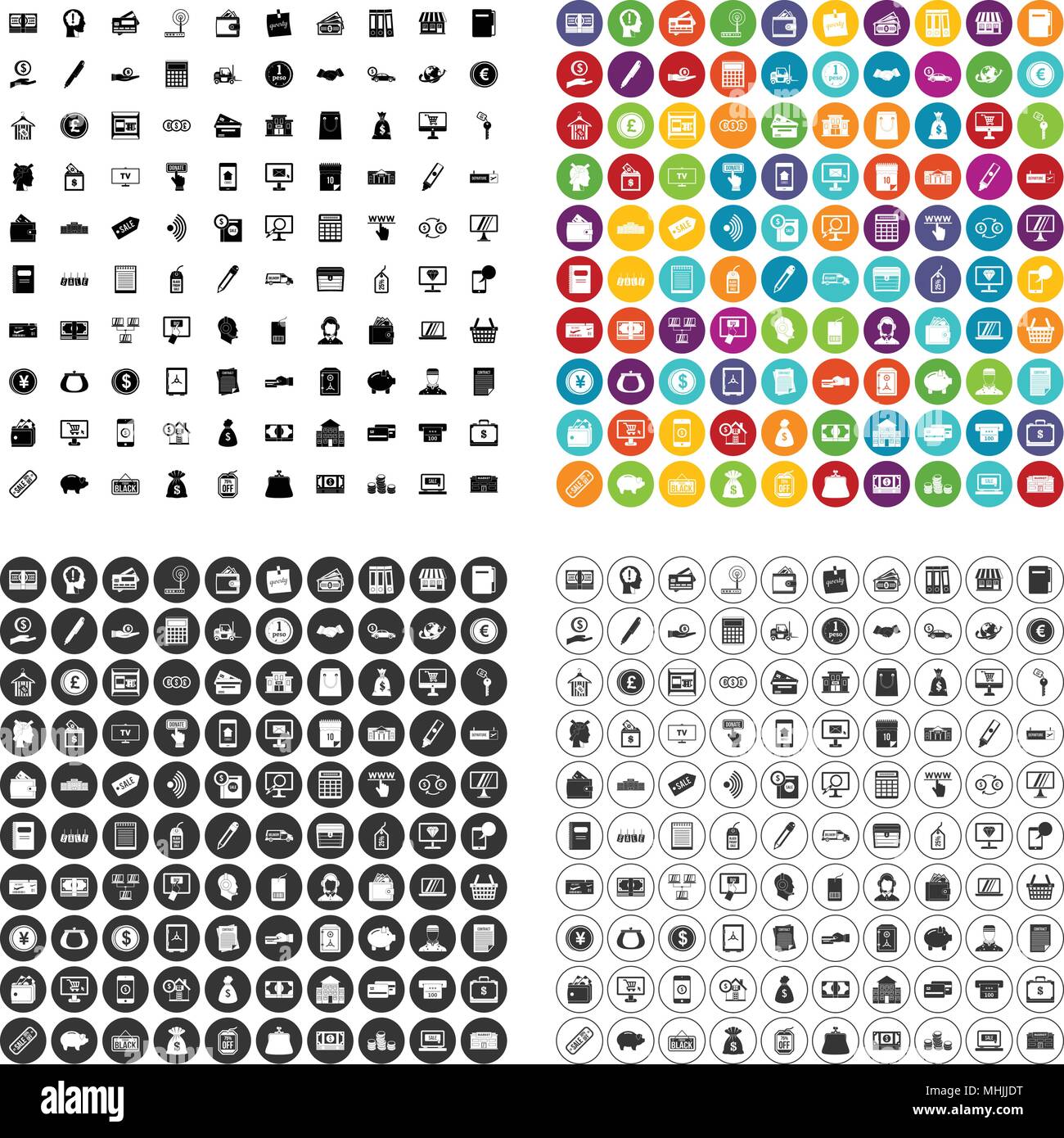 100 contribution icons set vector variant Stock Vector Image & Art - Alamy
