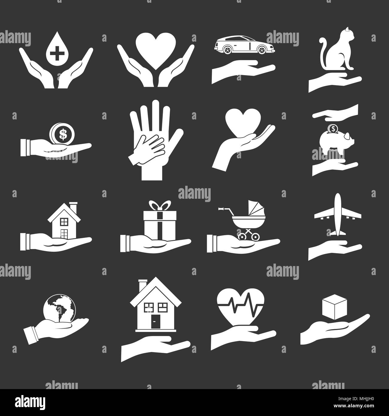 Hand protect icon set grey vector Stock Vector Image & Art - Alamy