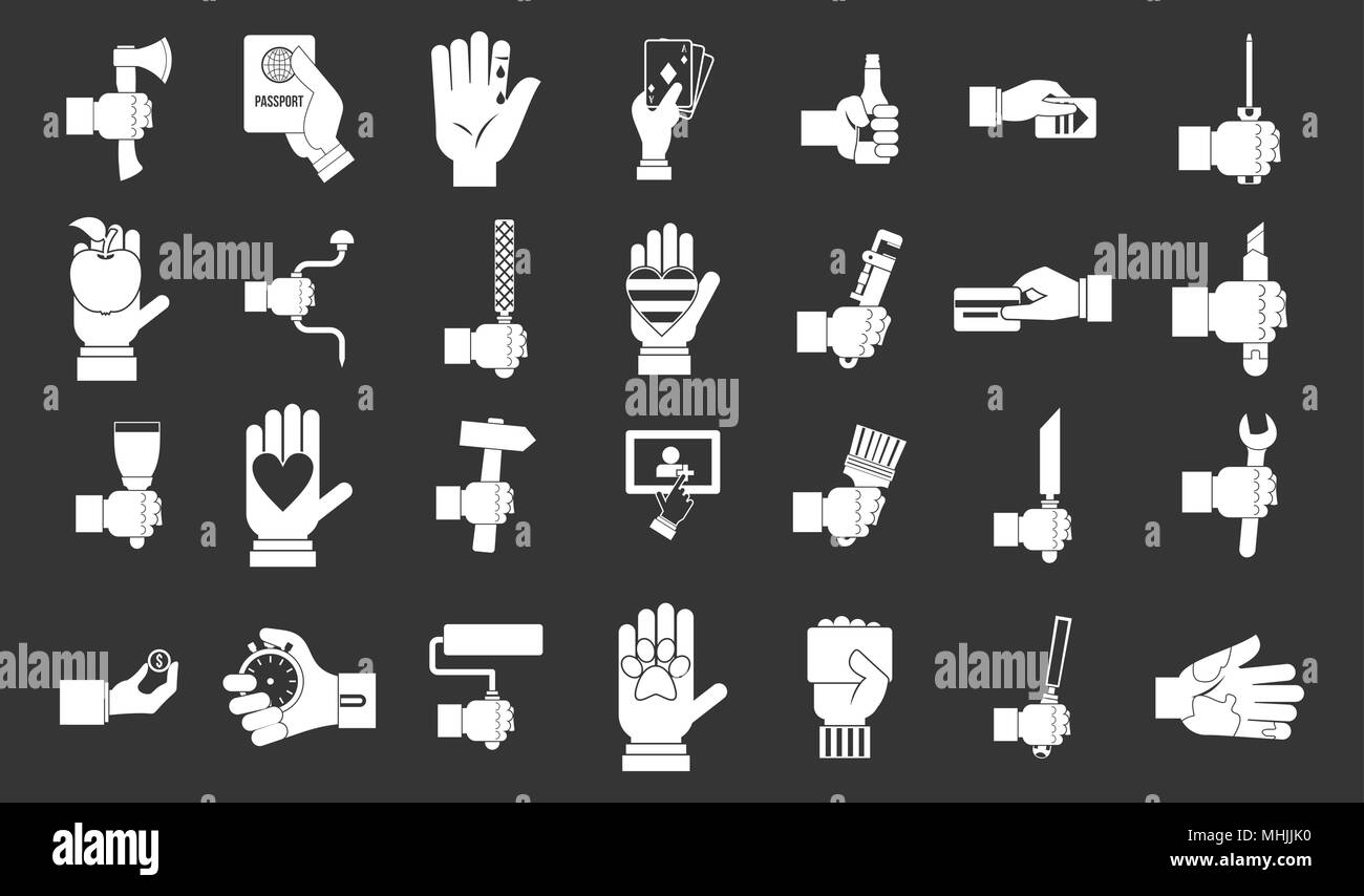 Hand object icon set grey vector Stock Vector Image & Art - Alamy