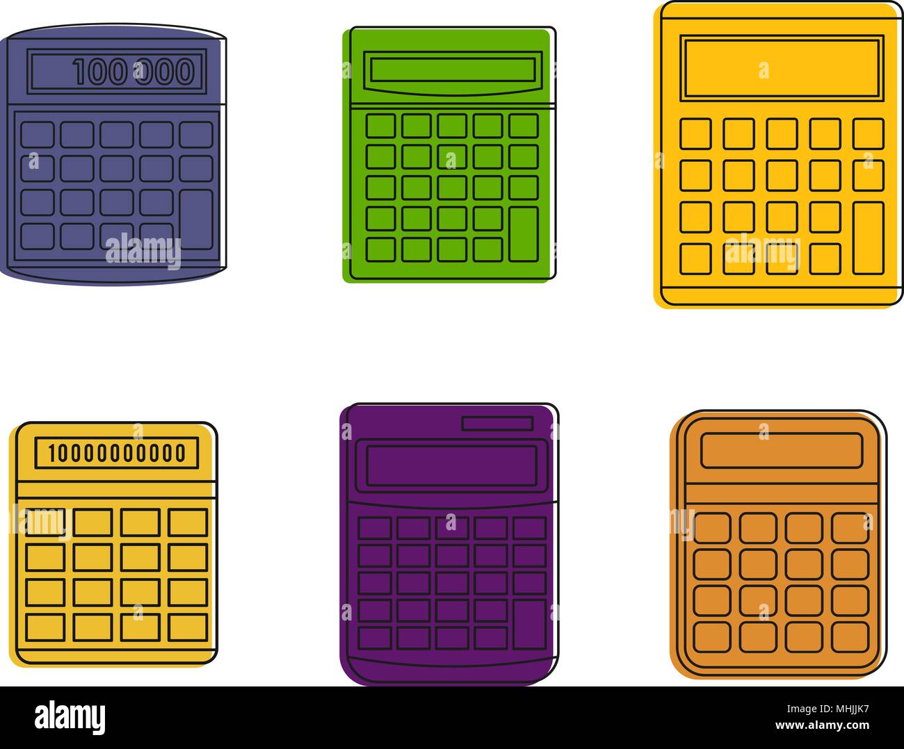 Calculator icon set, color outline style Stock Vector Image & Art - Alamy