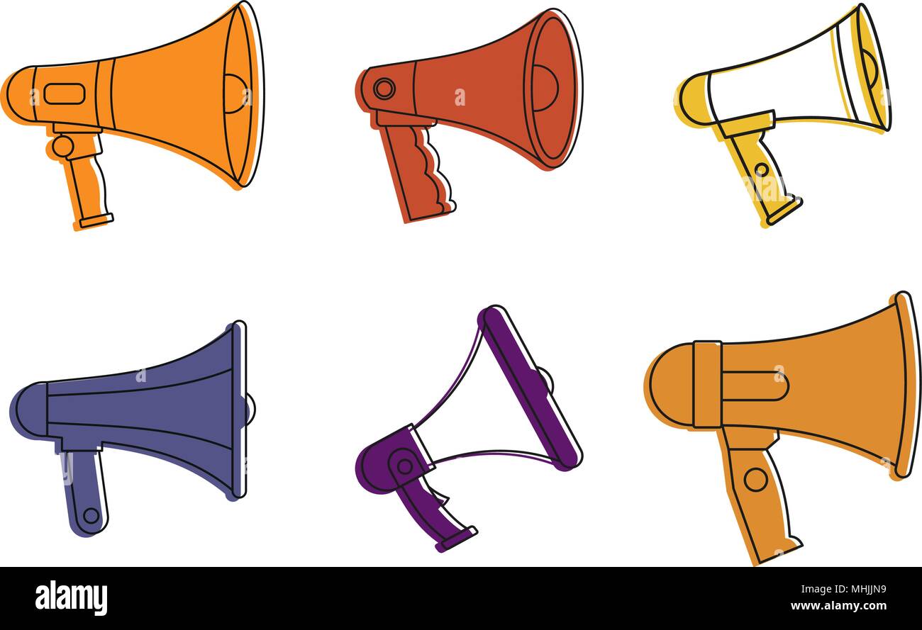 Hand speaker icon set, color outline style Stock Vector Image & Art - Alamy