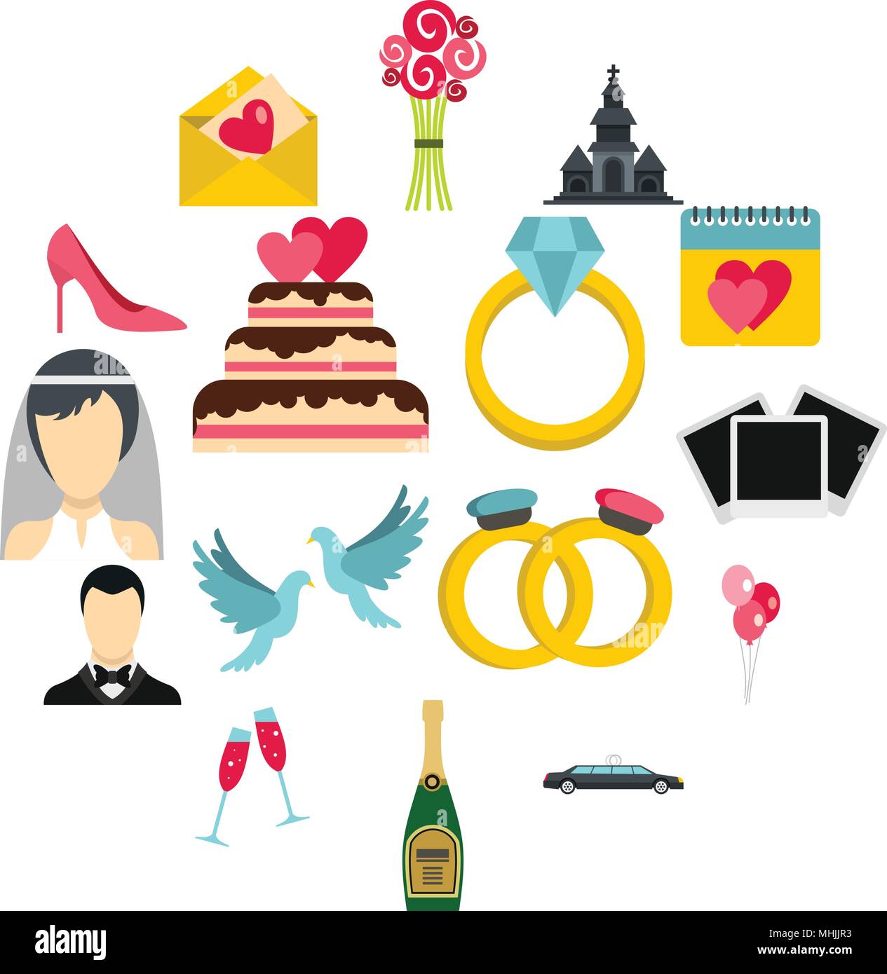 Wedding icons set, flat style Stock Vector Image & Art - Alamy