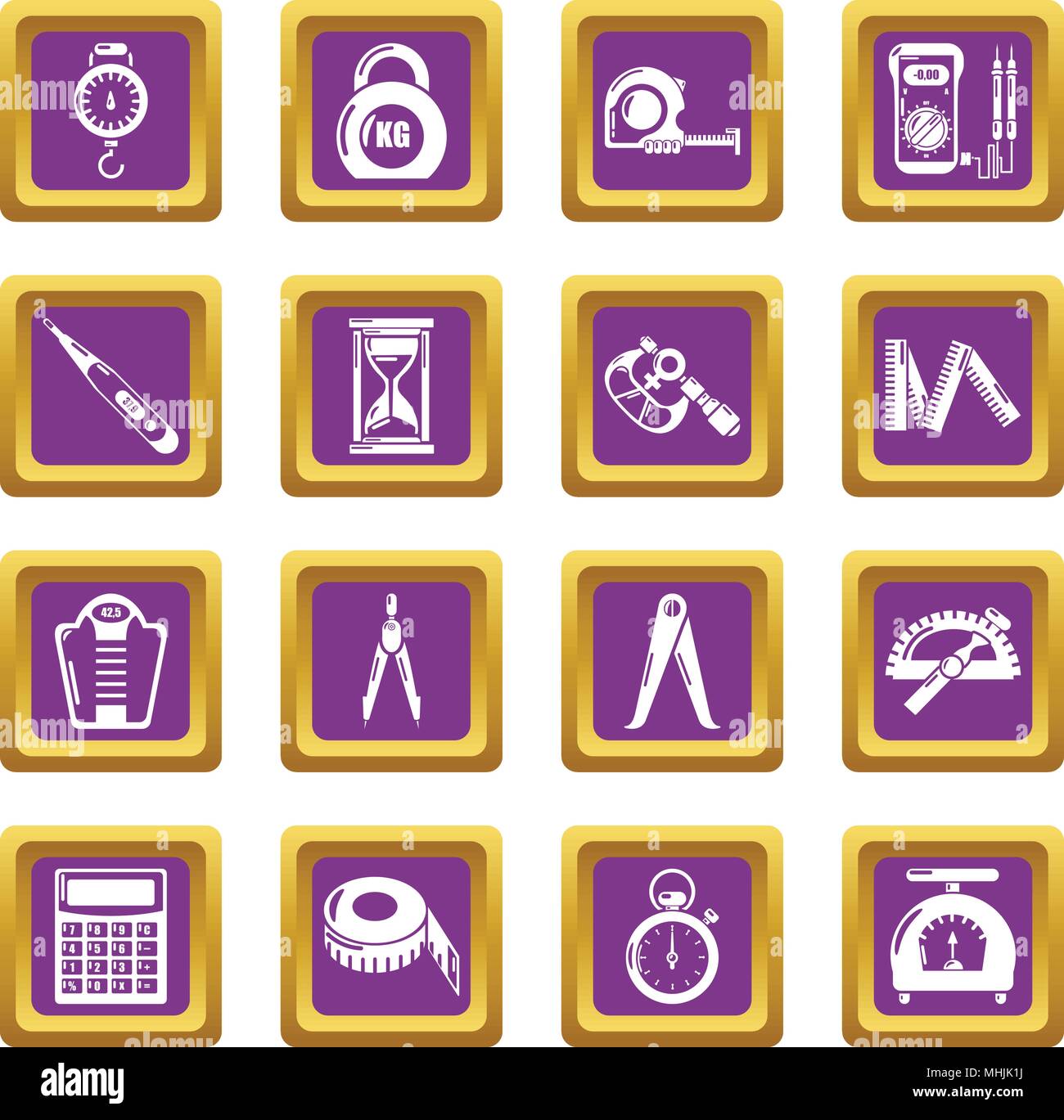 Measure precision icons set purple square vector Stock Vector Image ...