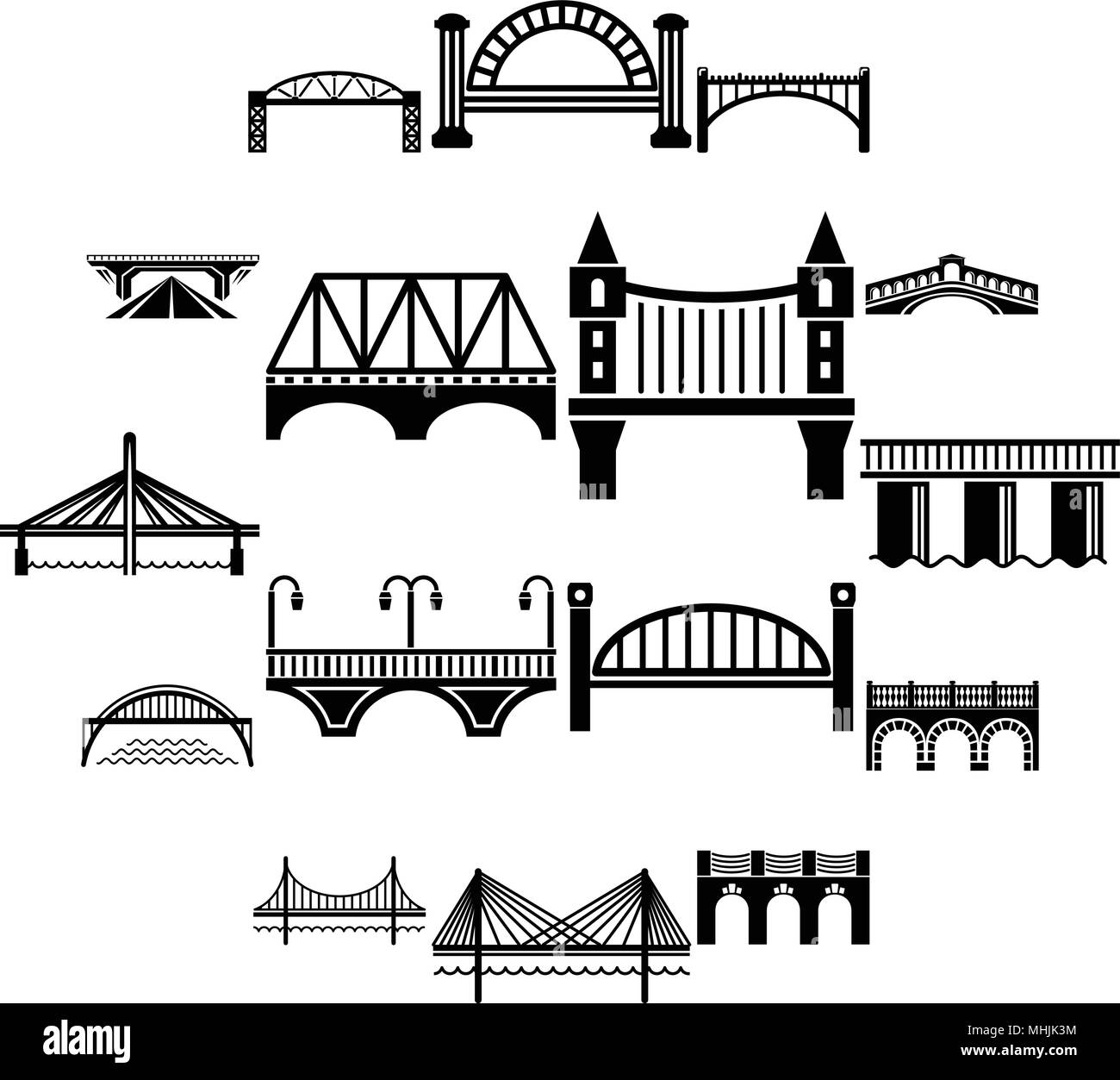 Bridge icons set, simple style Stock Vector Image & Art - Alamy