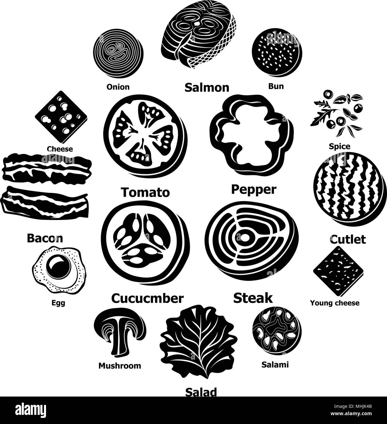 Slice food icons set, simple style Stock Vector Image & Art - Alamy