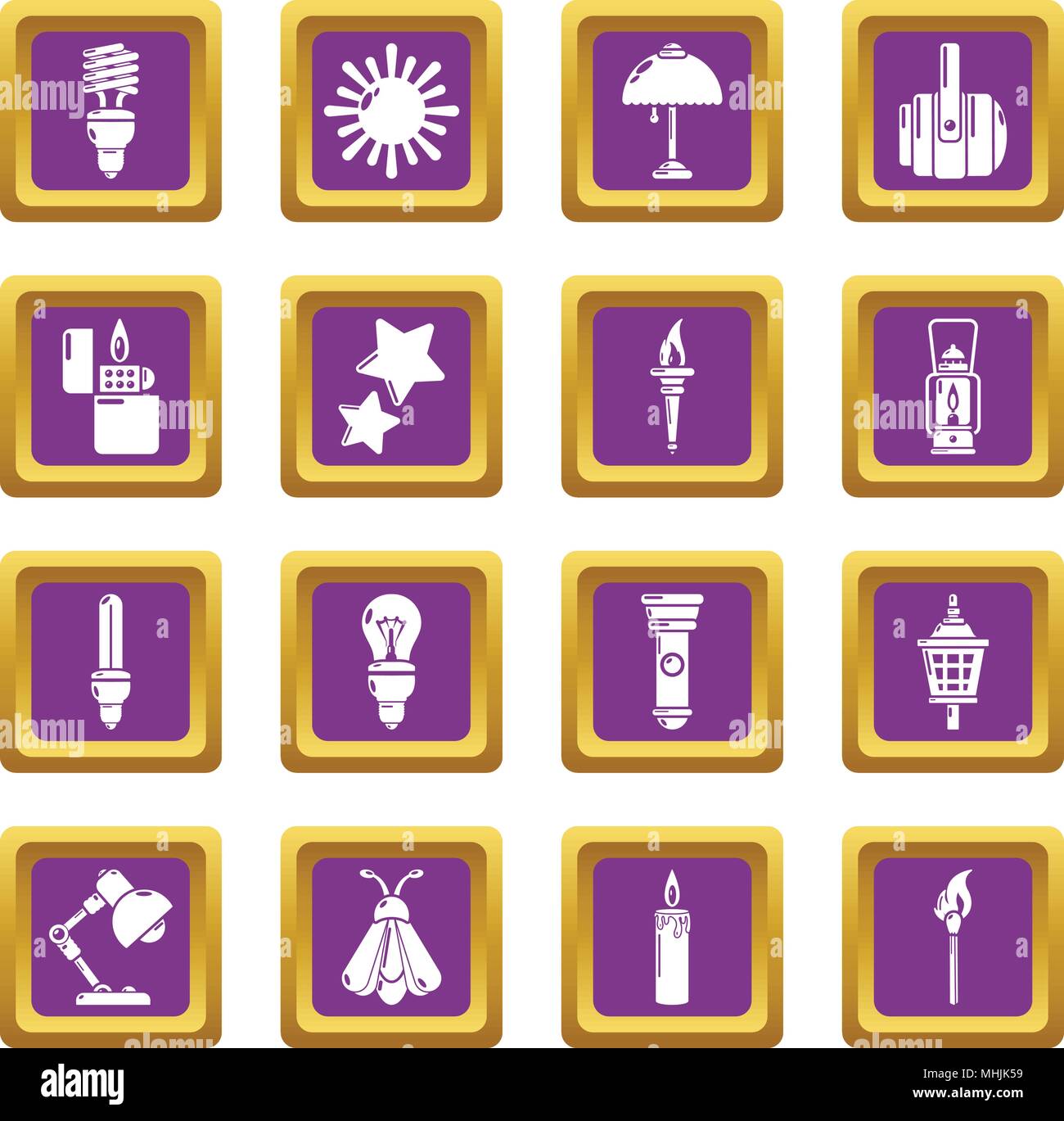 Light source icons set purple square vector Stock Vector Image & Art ...