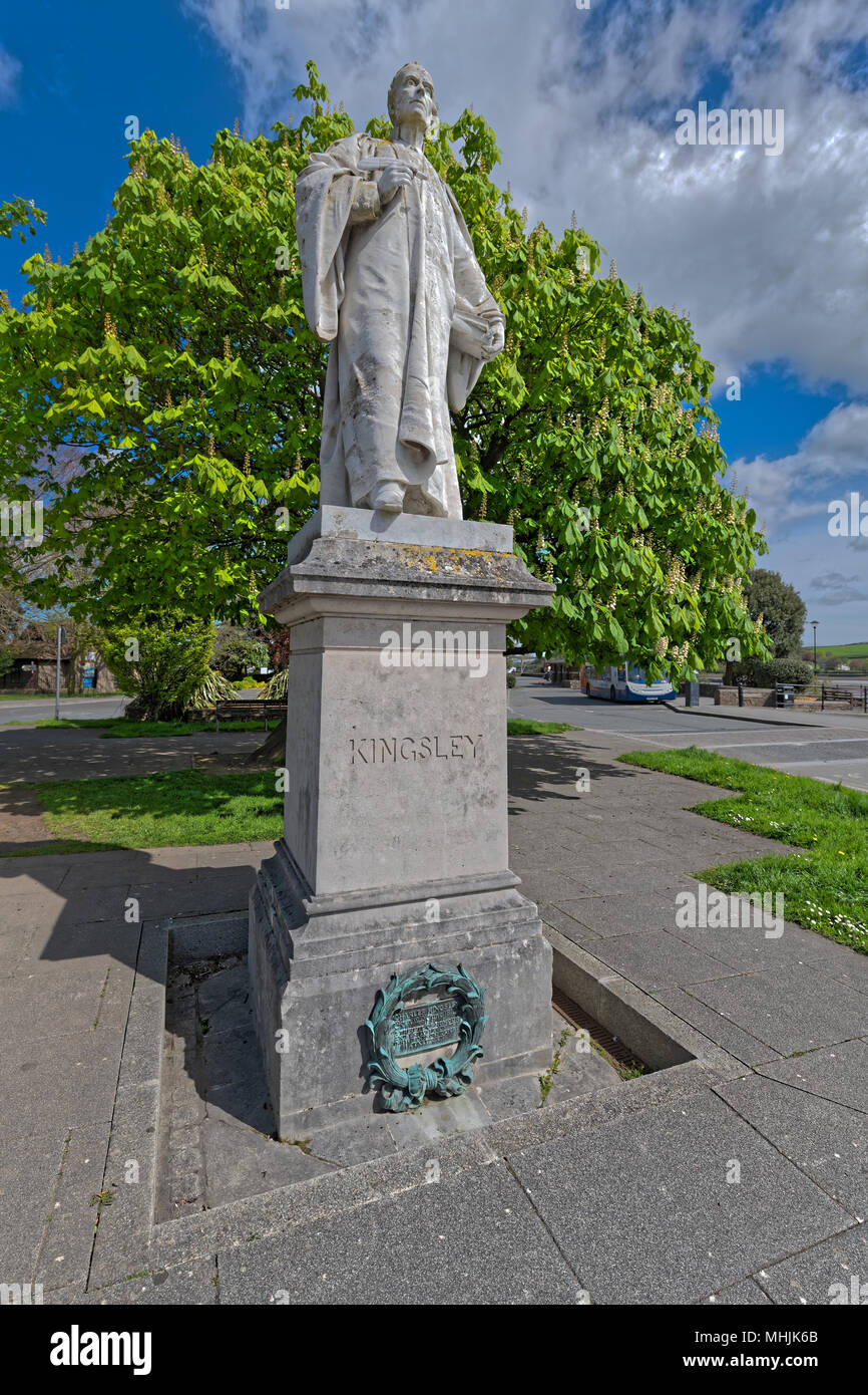 The statue of Charles Kingsley on the waterfront at Bideford in North ...