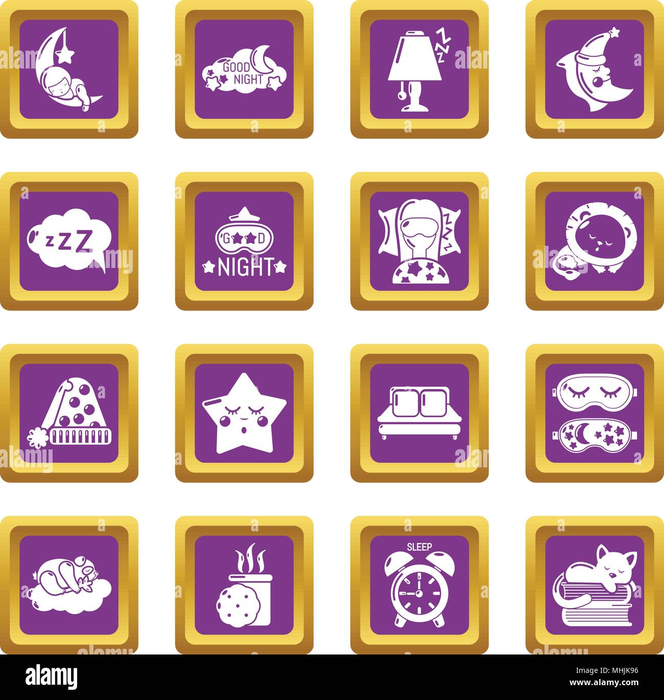 Sleeping icons set purple square vector Stock Vector Image & Art - Alamy