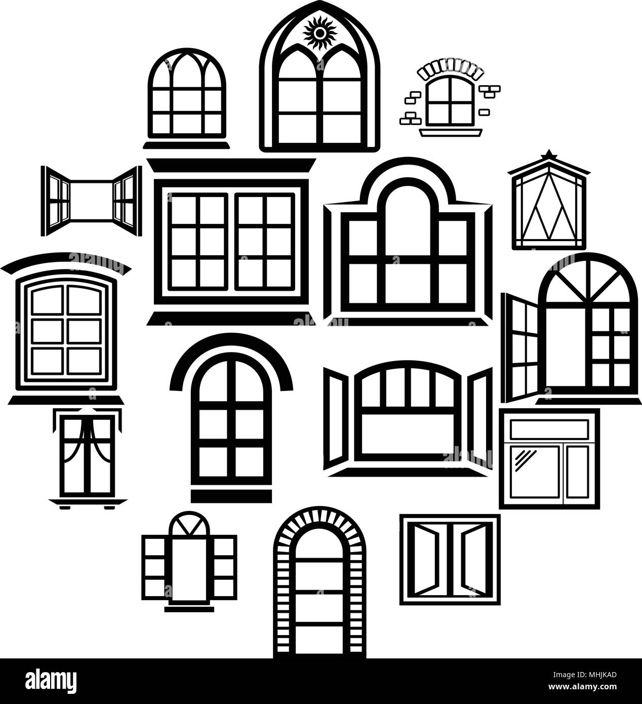 Window design icons set, simple style Stock Vector Image & Art - Alamy