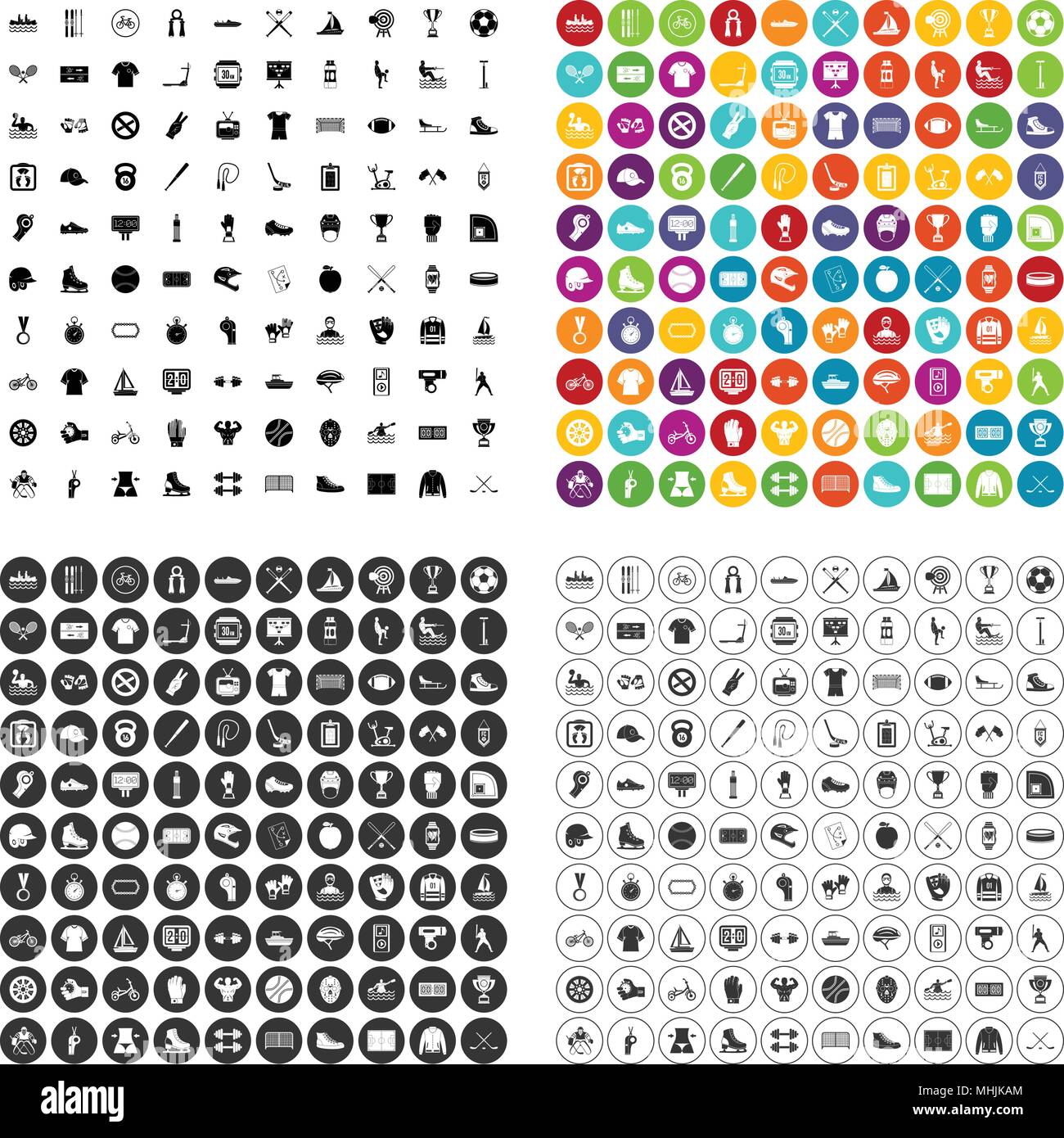 100 sport team icons set vector variant Stock Vector Image & Art - Alamy