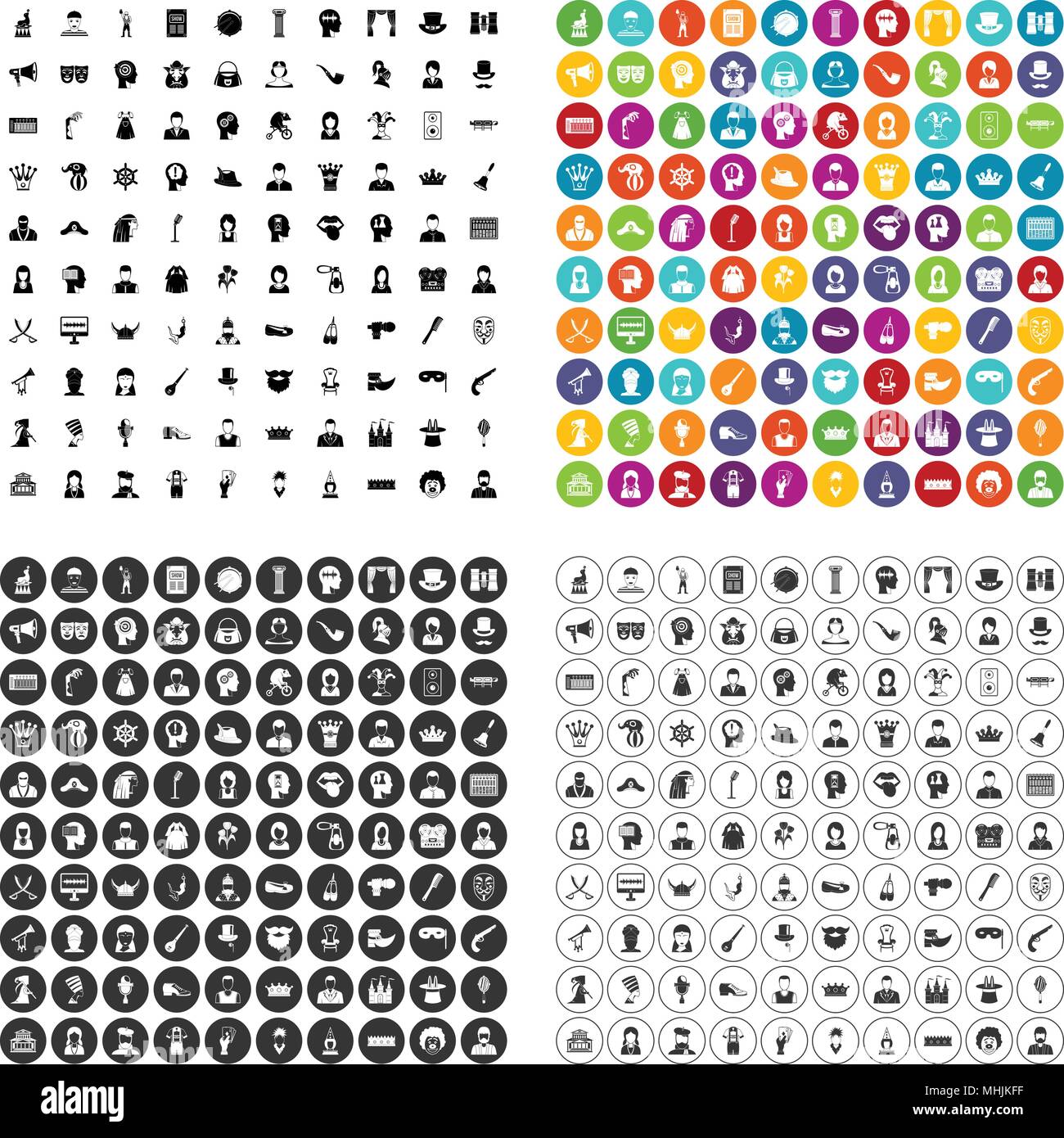 100 stage actor icons set vector variant Stock Vector Image & Art - Alamy