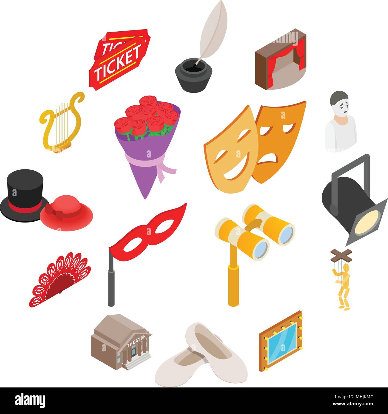 Theatre Icons set, isometric 3d style Stock Vector Image & Art - Alamy
