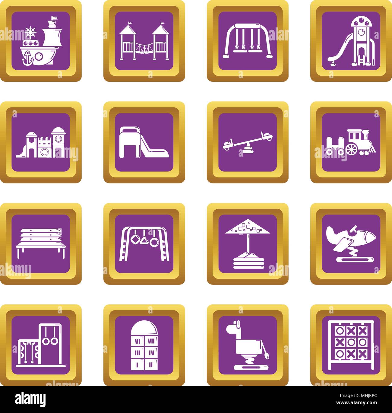 Playground equipment icons set purple square vector Stock Vector Image ...