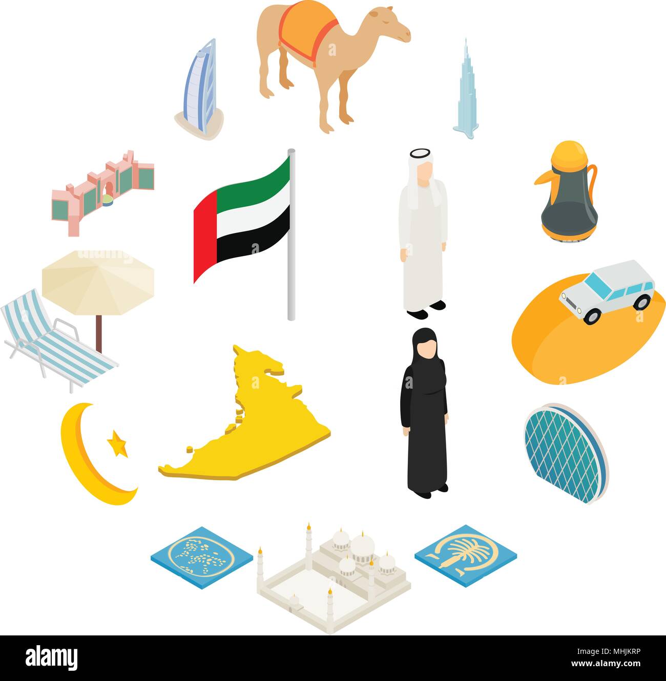 UAE icons set, isometric 3d style Stock Vector Image & Art - Alamy