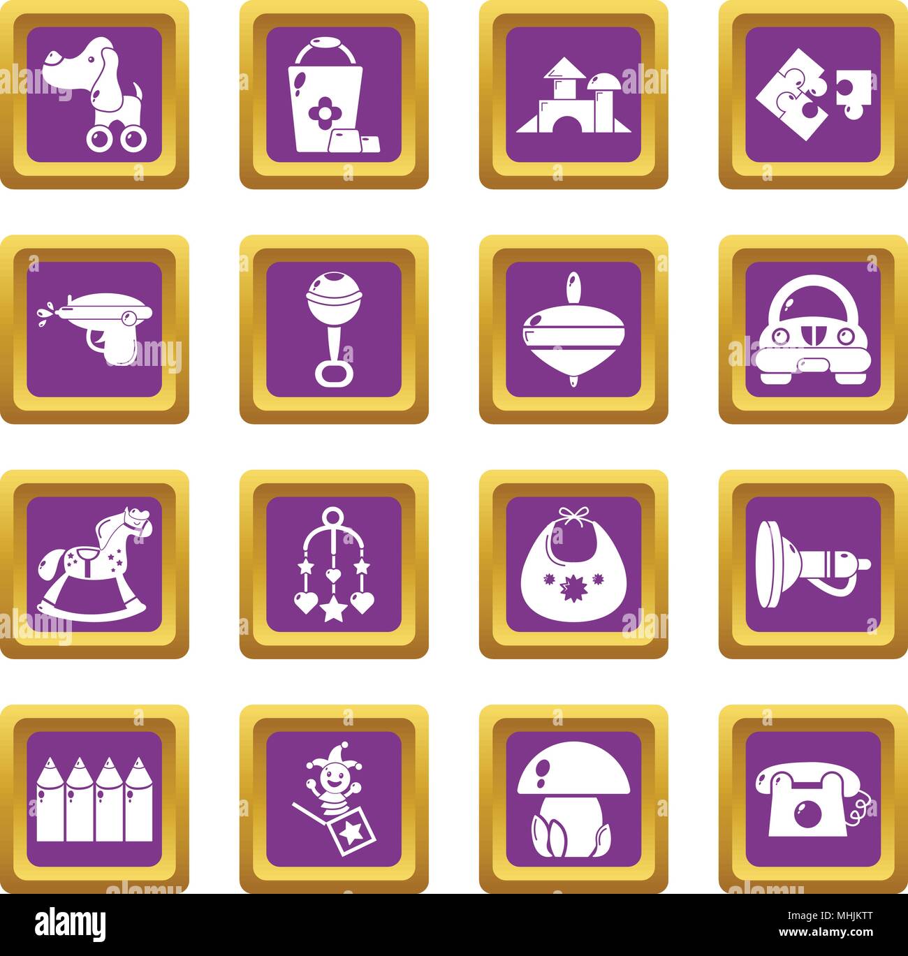 Kindergarten icons set purple square vector Stock Vector Image & Art ...