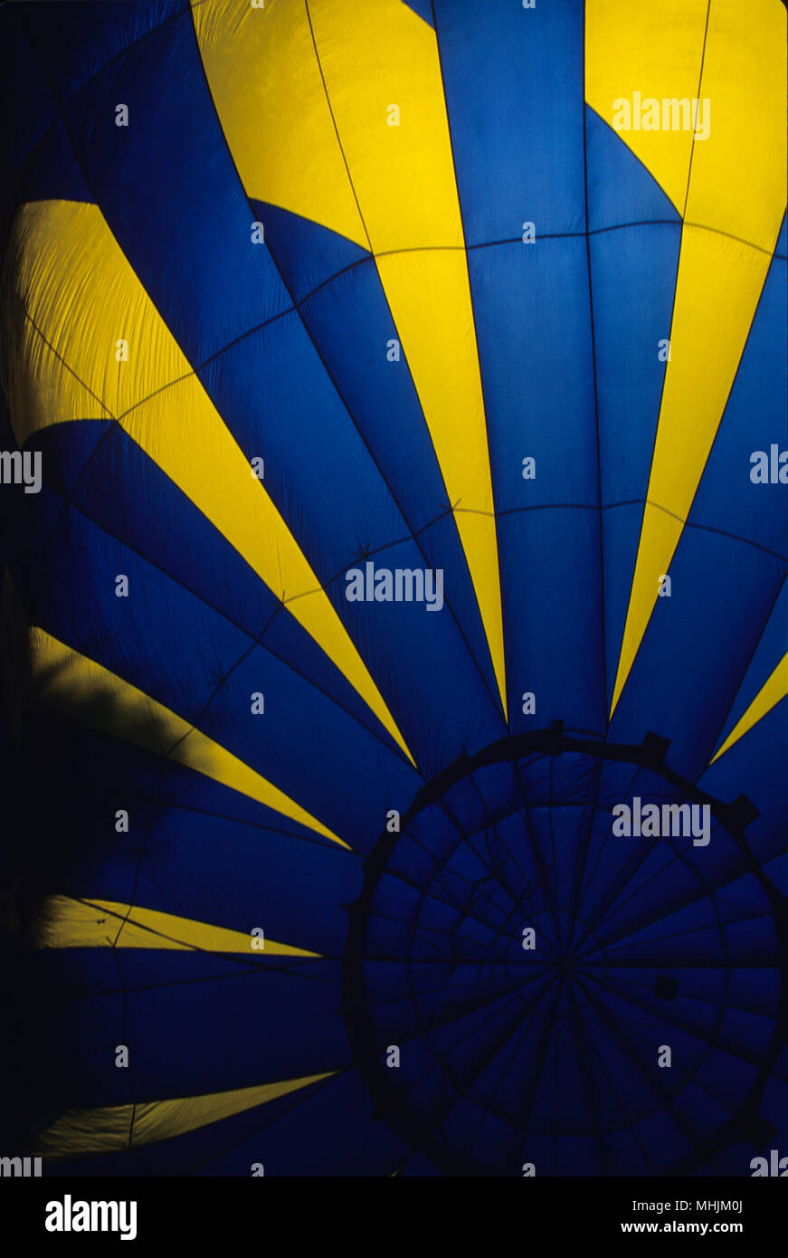 The interior of a hot air balloon as it is blown up for flight Stock ...