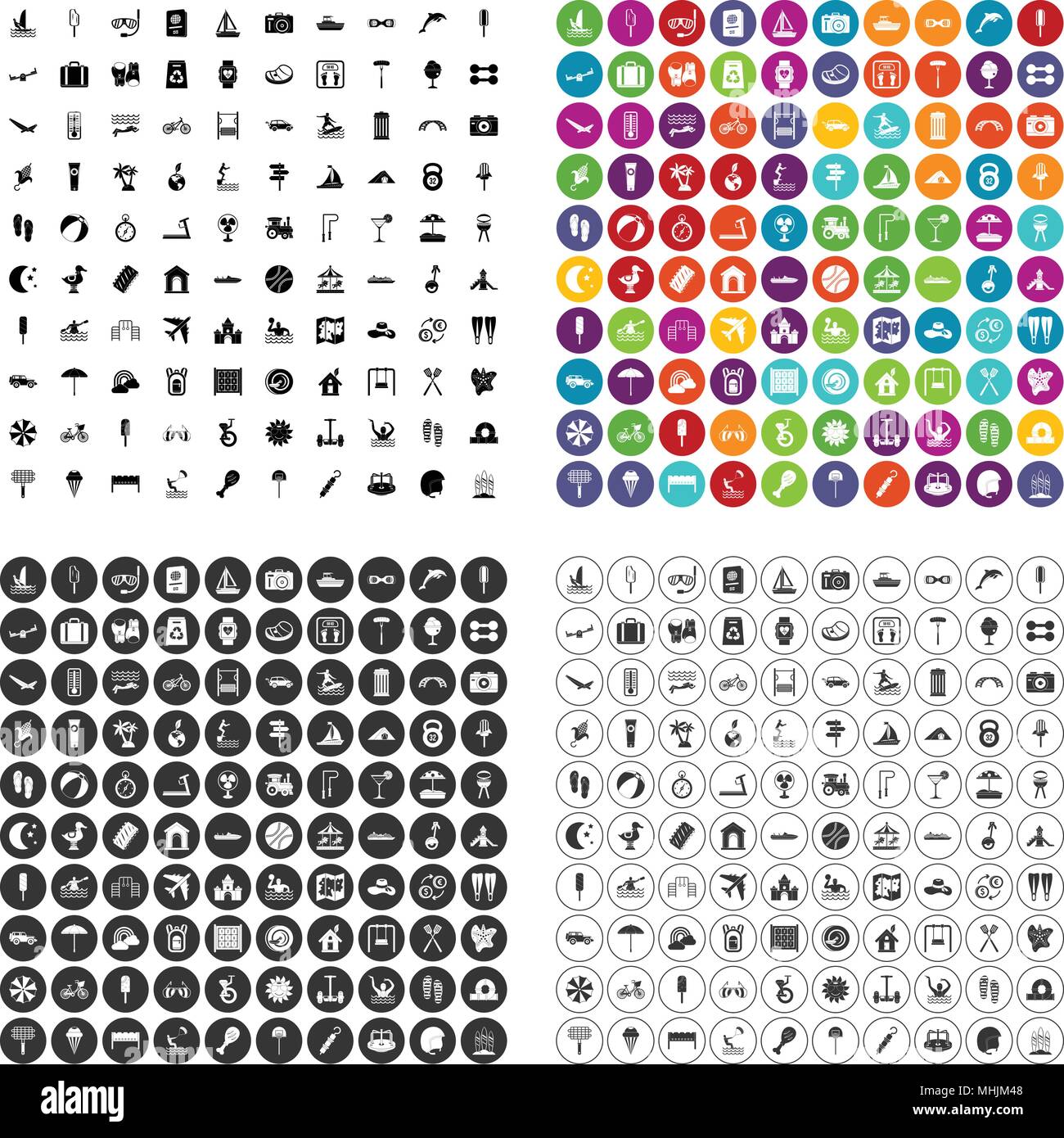 100 summer camp icons set vector variant Stock Vector Image & Art - Alamy