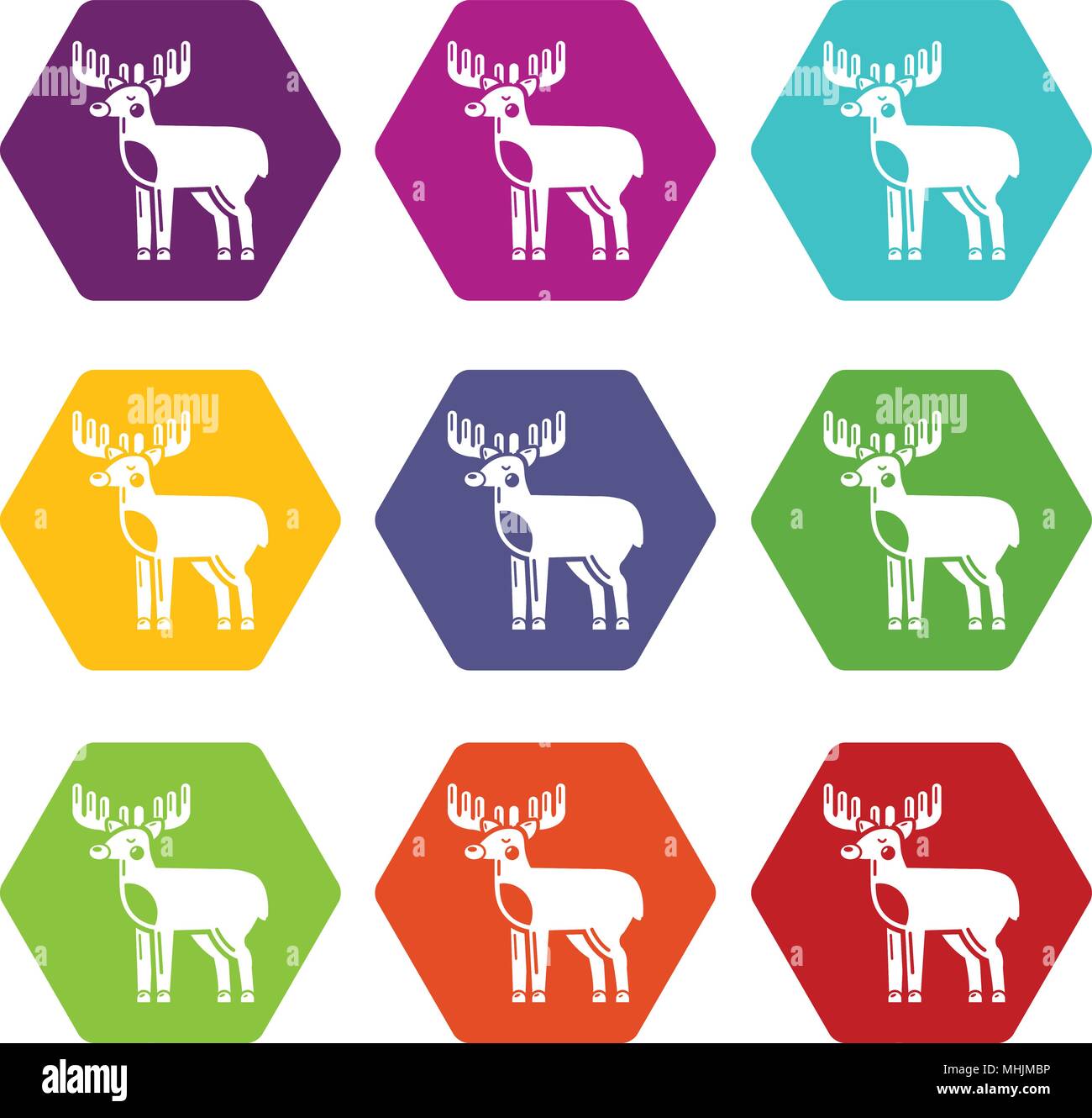 Elk icons set 9 vector Stock Vector Image & Art - Alamy