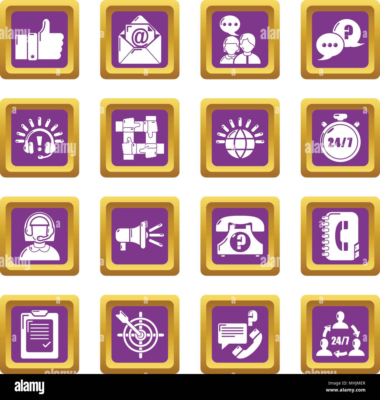 Call center icons set purple square vector Stock Vector Image & Art - Alamy