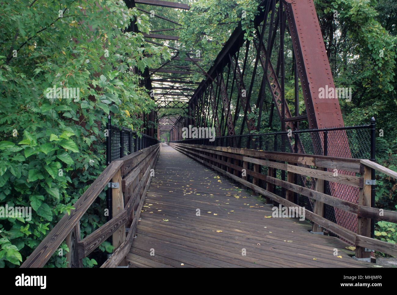 Trestle bridge, Norwottuck Rail Trail State Park, Massachusetts Stock ...