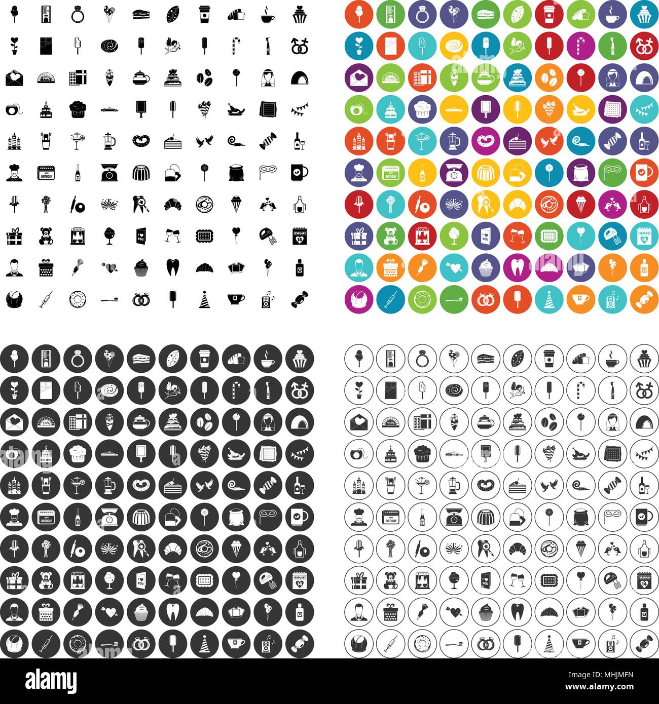 100 sweets icons set vector variant Stock Vector Image & Art - Alamy