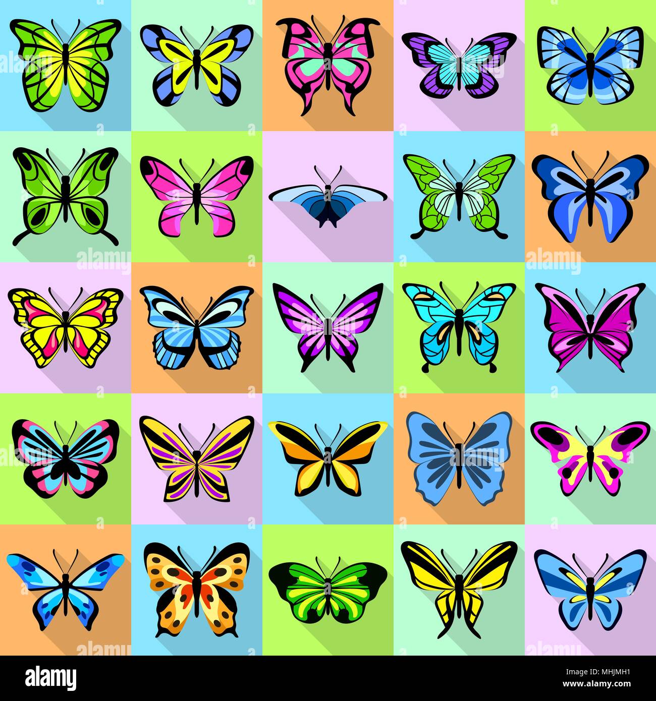 Butterfly icons set, flat style Stock Vector Image & Art - Alamy