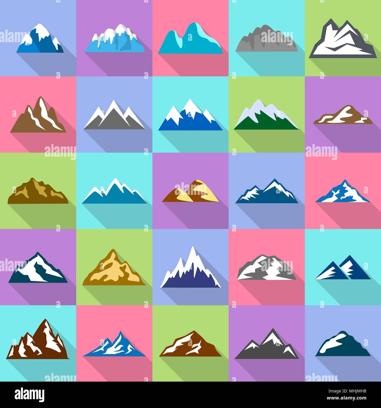Mountain icons set, flat style Stock Vector Image & Art - Alamy