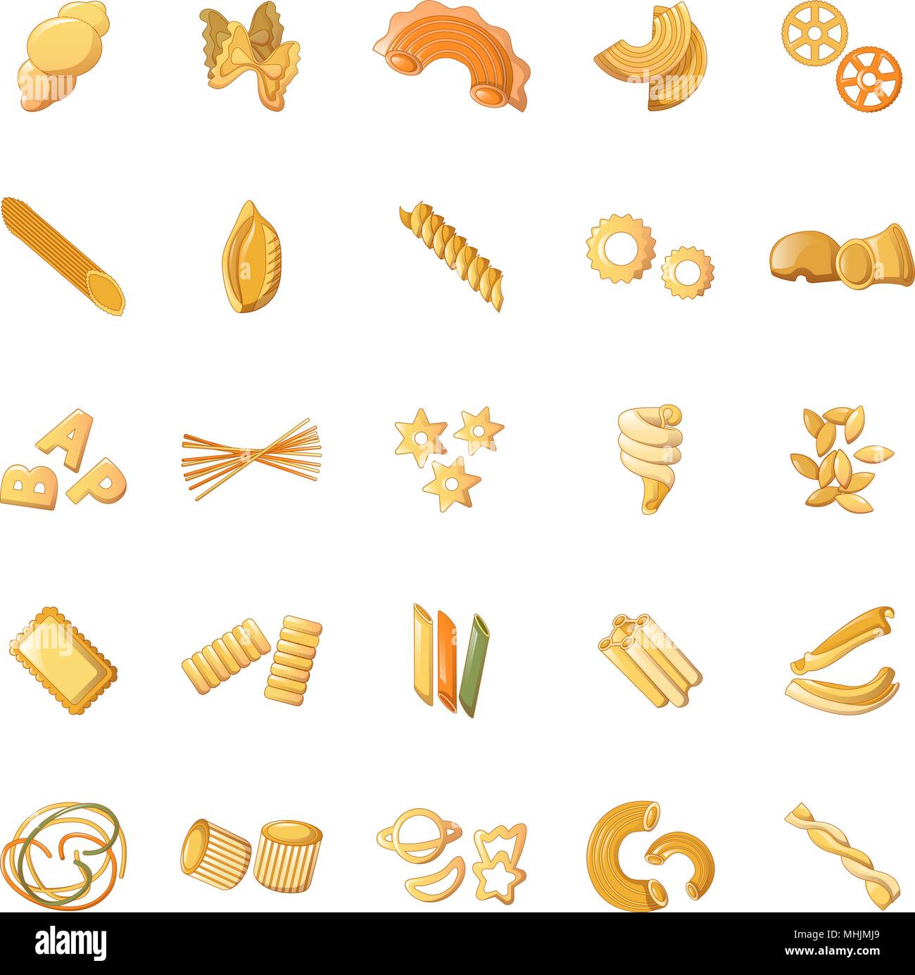 Fusilli pasta penne icons set, cartoon style Stock Vector Image & Art ...