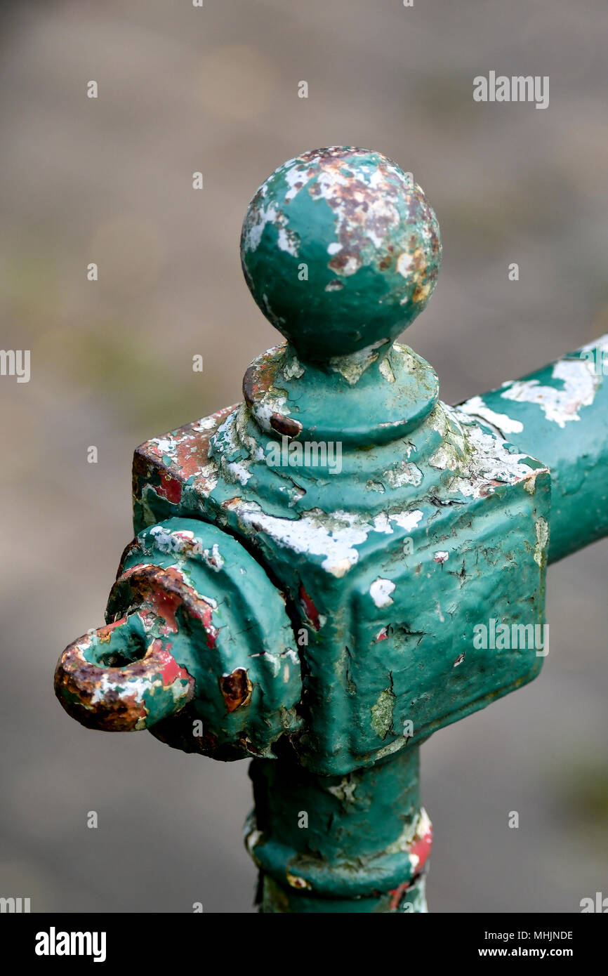rusty retro corner metal railing Stock Photo - Alamy