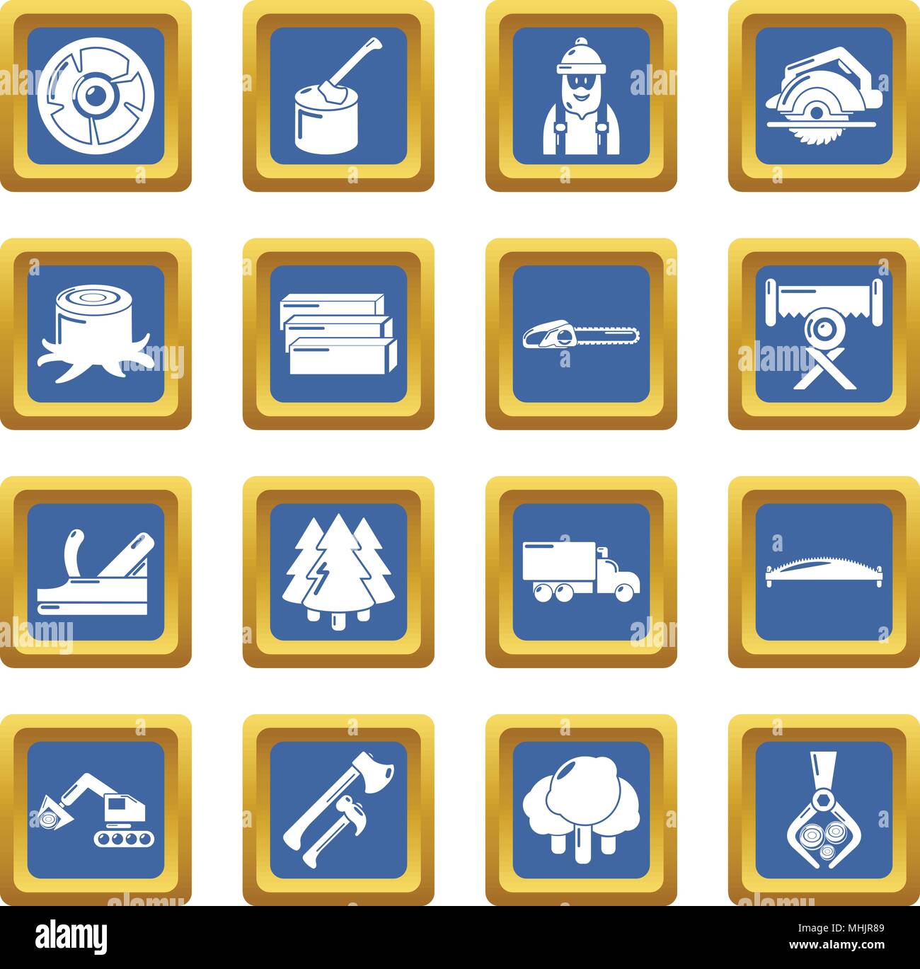 Timber industry icons set blue square vector Stock Vector Image & Art ...