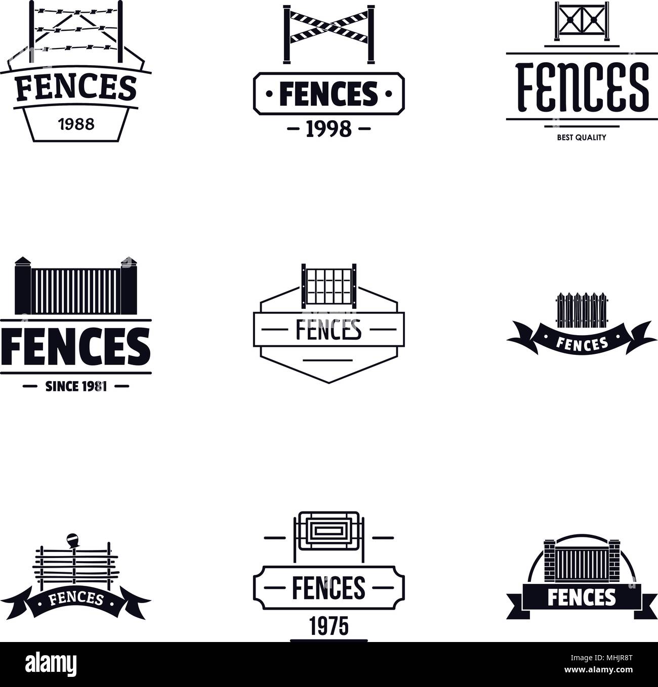 Fence logo set, simple style Stock Vector Image & Art - Alamy