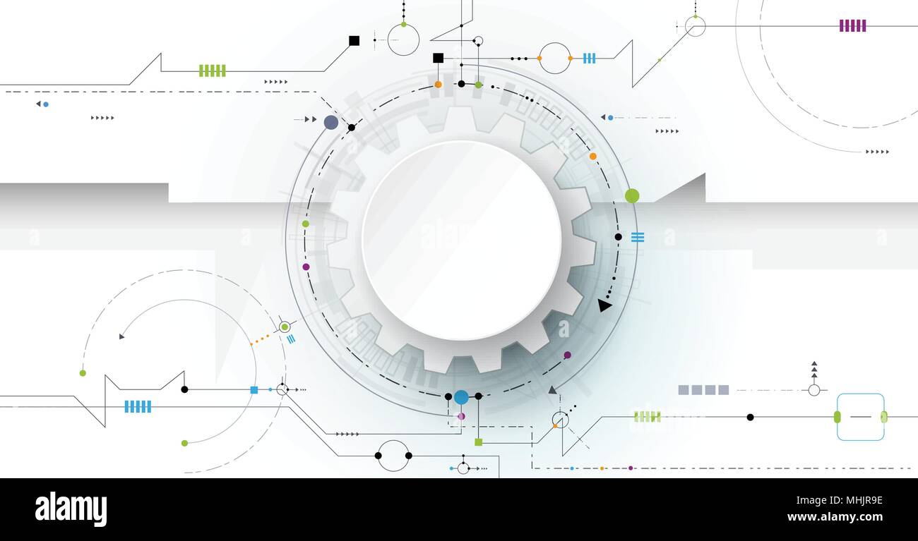 Vector illustration gear, wheel and circuit board, Hi-tech digital ...