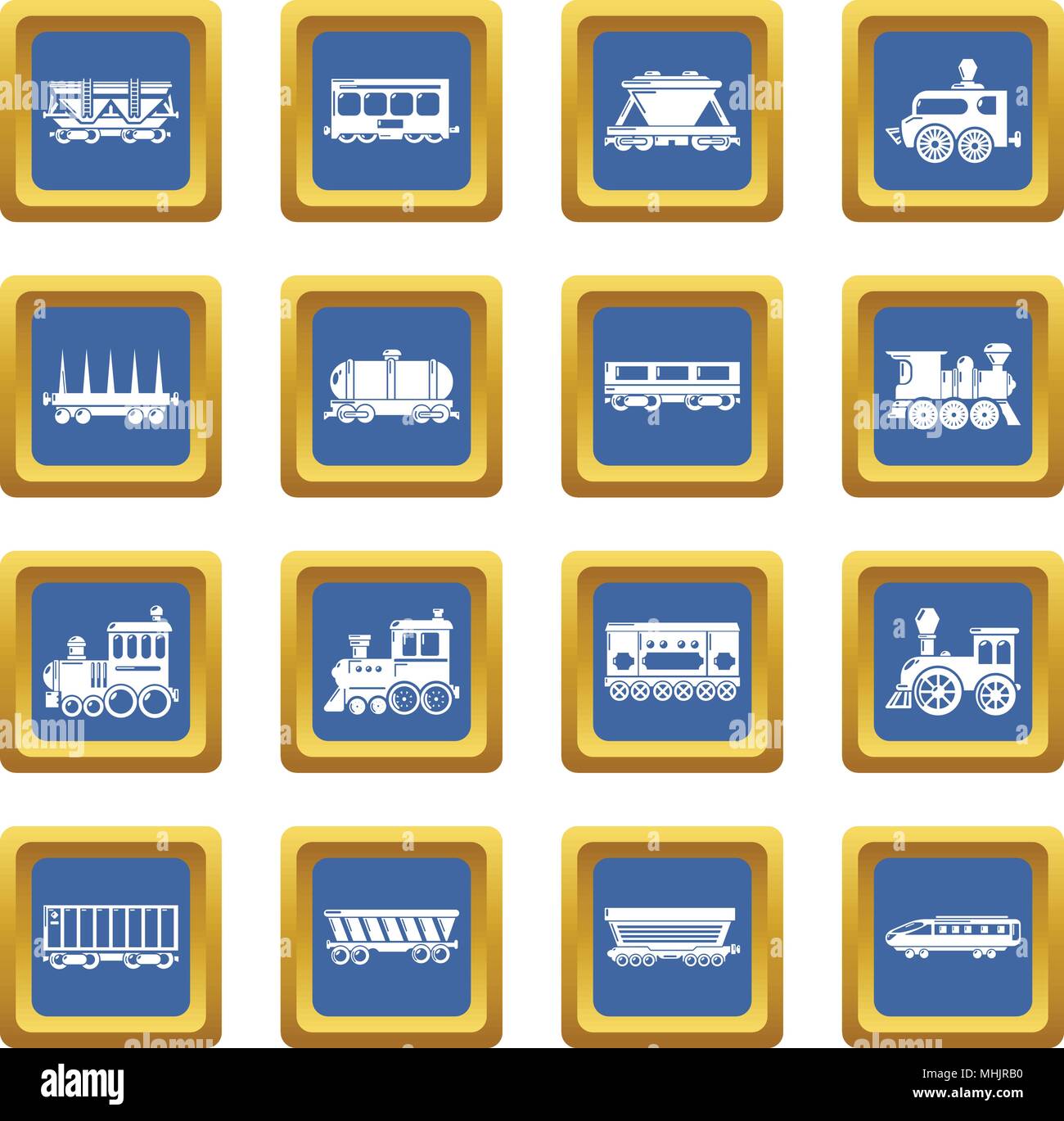 Railway carriage icons set blue square vector Stock Vector Image & Art ...