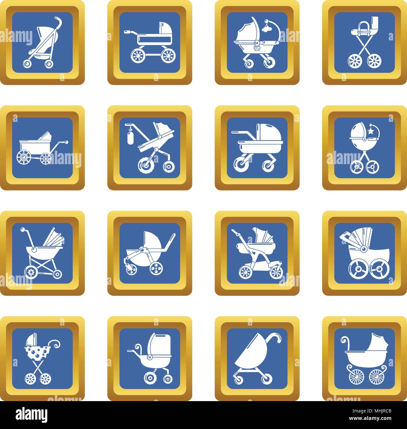 Baby carriage icons set blue square vector Stock Vector Image & Art - Alamy