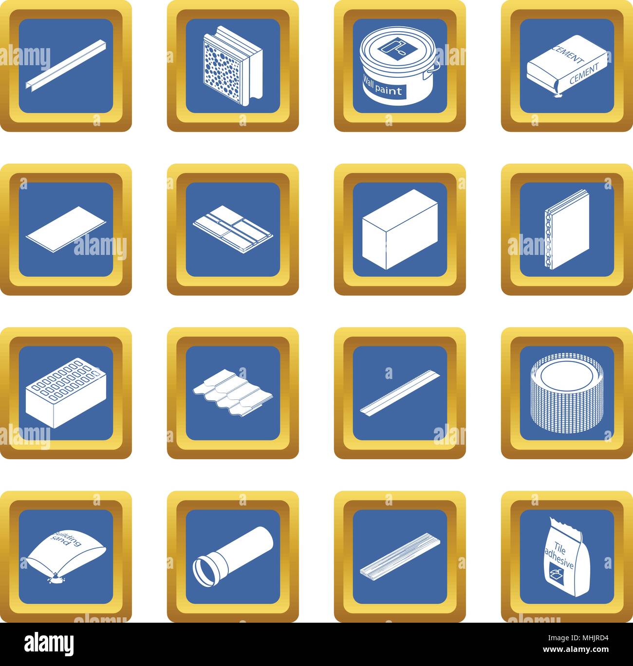 Building materials icons set blue square vector Stock Vector Image ...
