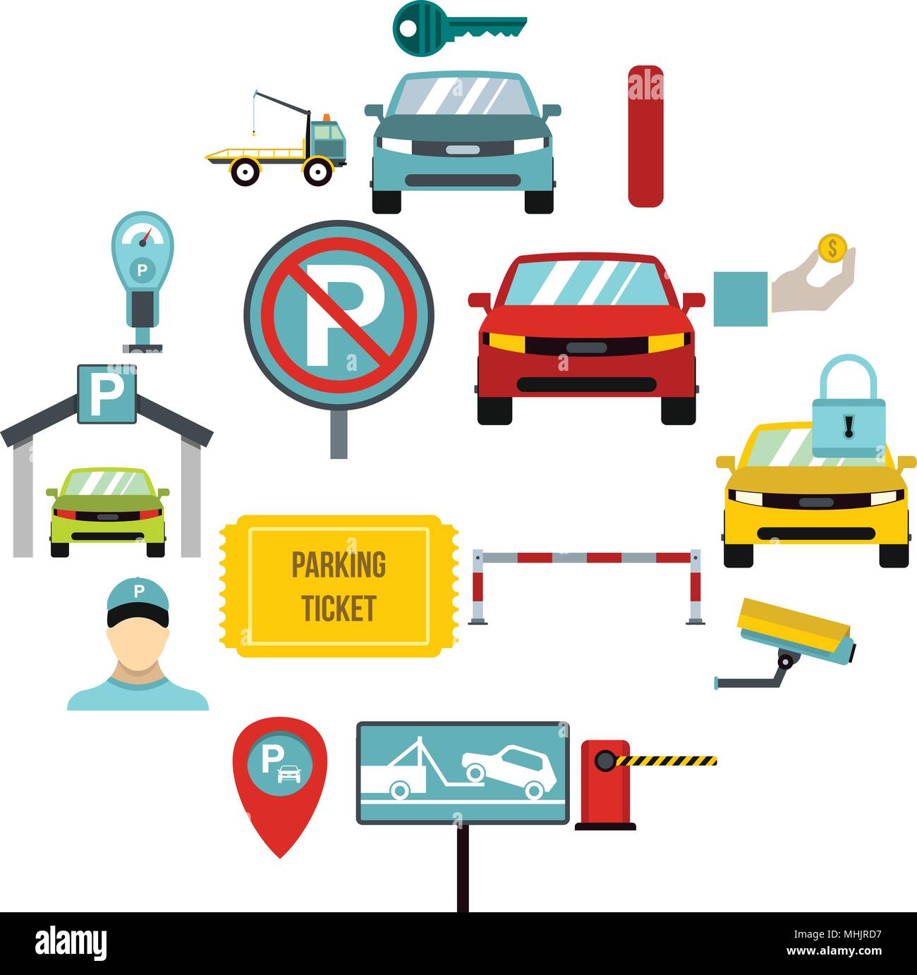 Parking icons set, flat style Stock Vector Image & Art - Alamy