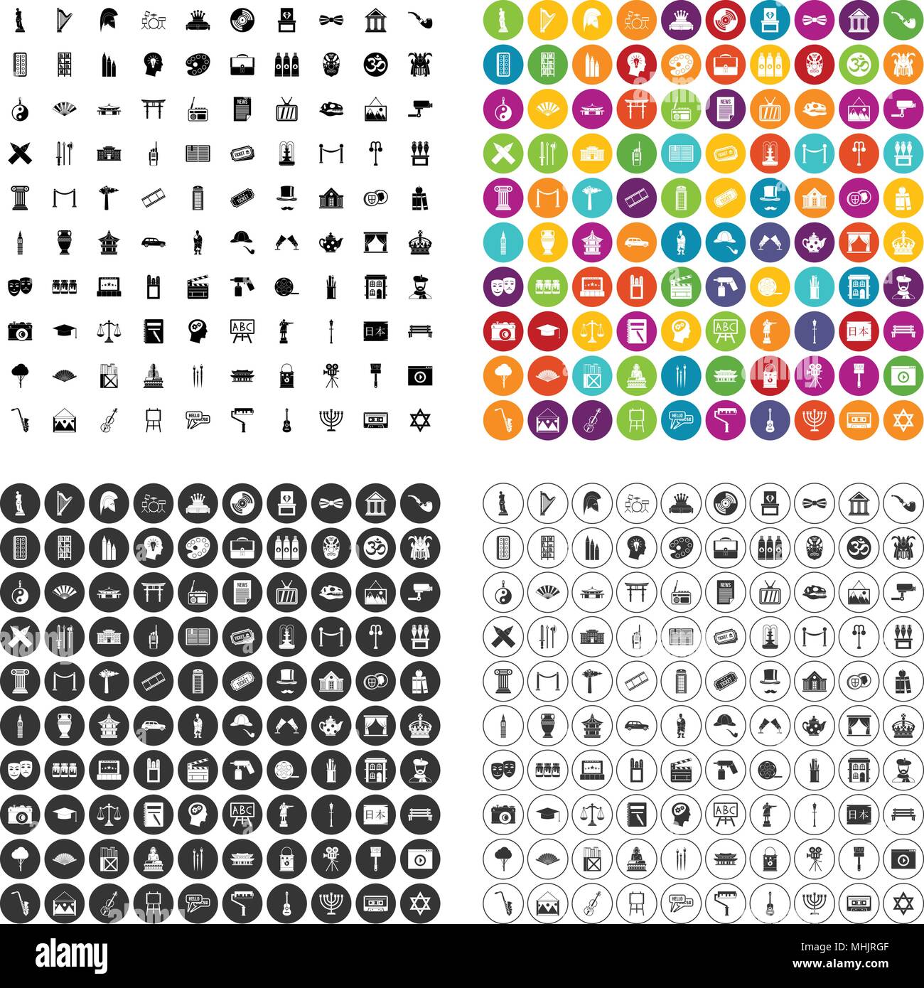 100 culture icons set vector variant Stock Vector Image & Art - Alamy
