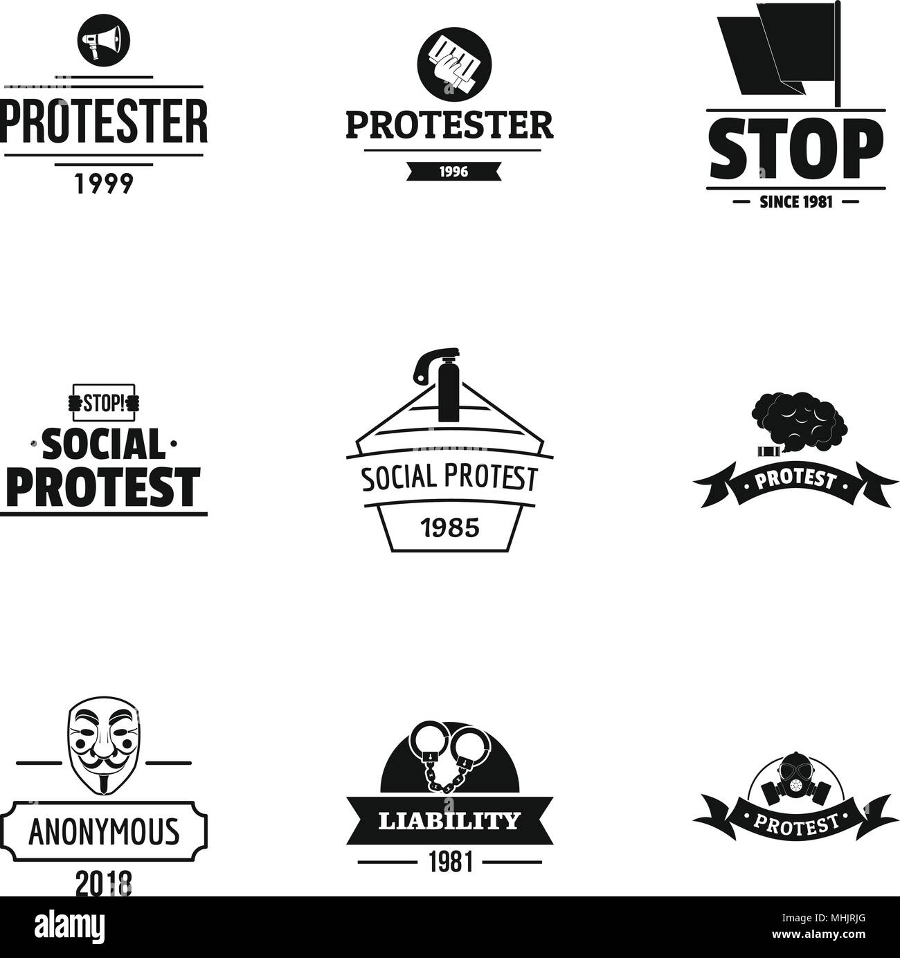 Protest logo set, simple style Stock Vector Image & Art - Alamy