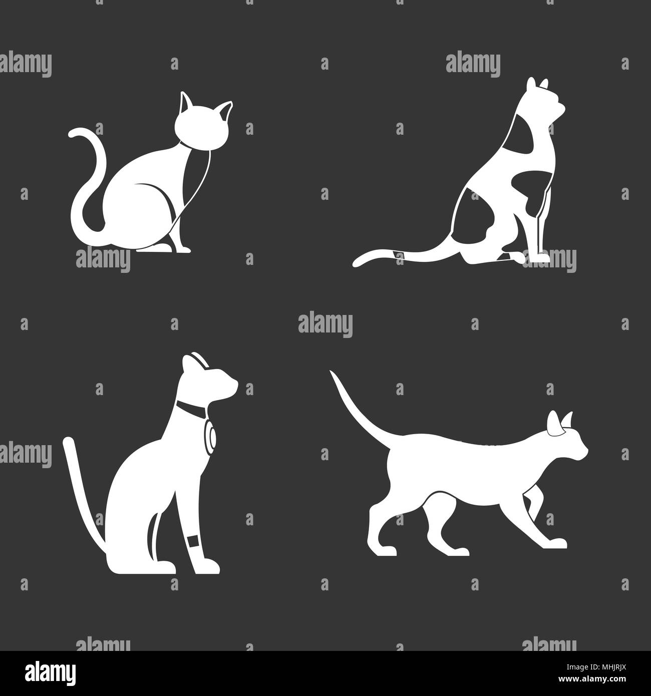 Cat icon set grey vector Stock Vector Image & Art - Alamy