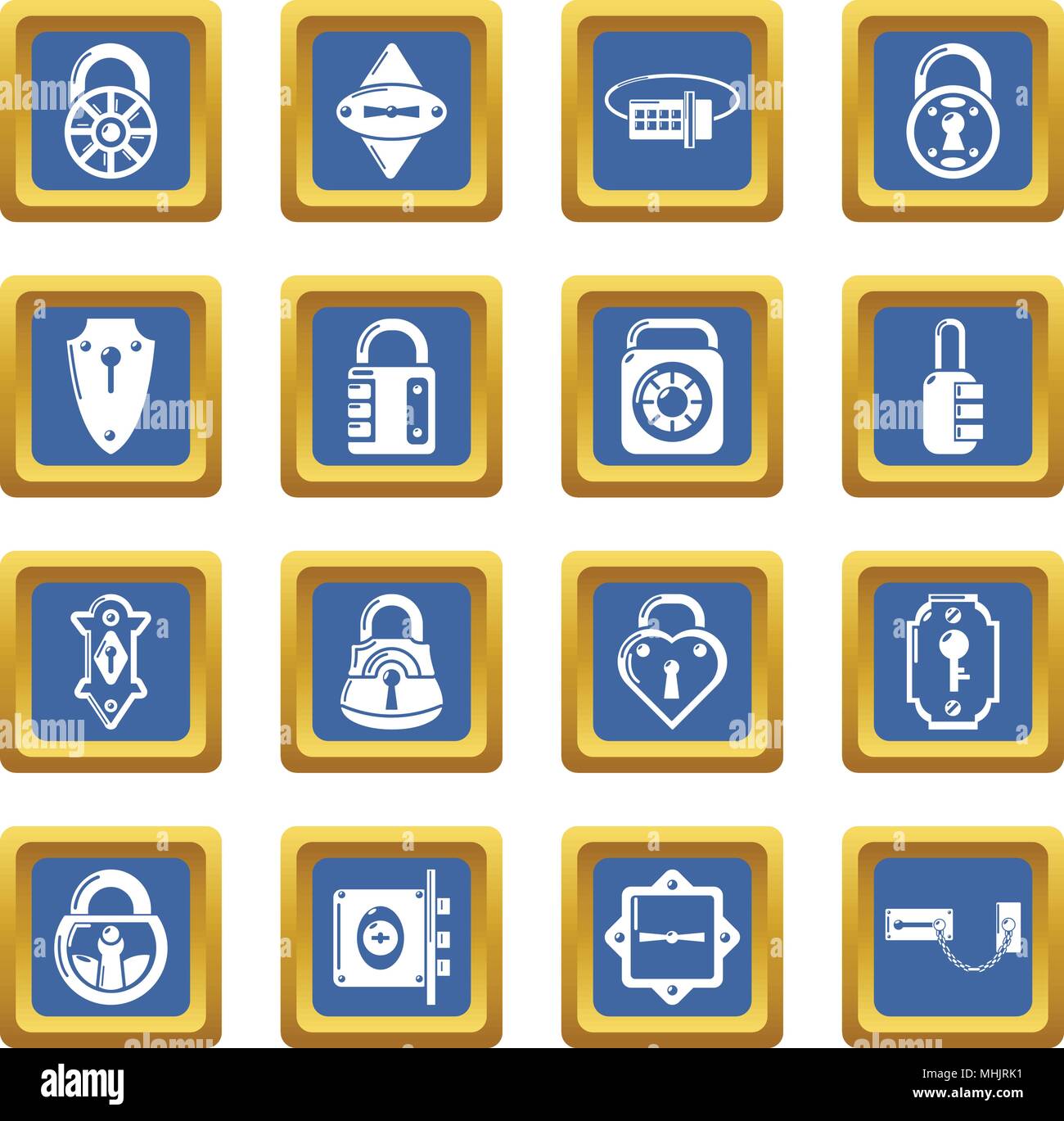 Lock door types icons set blue square vector Stock Vector Image & Art ...
