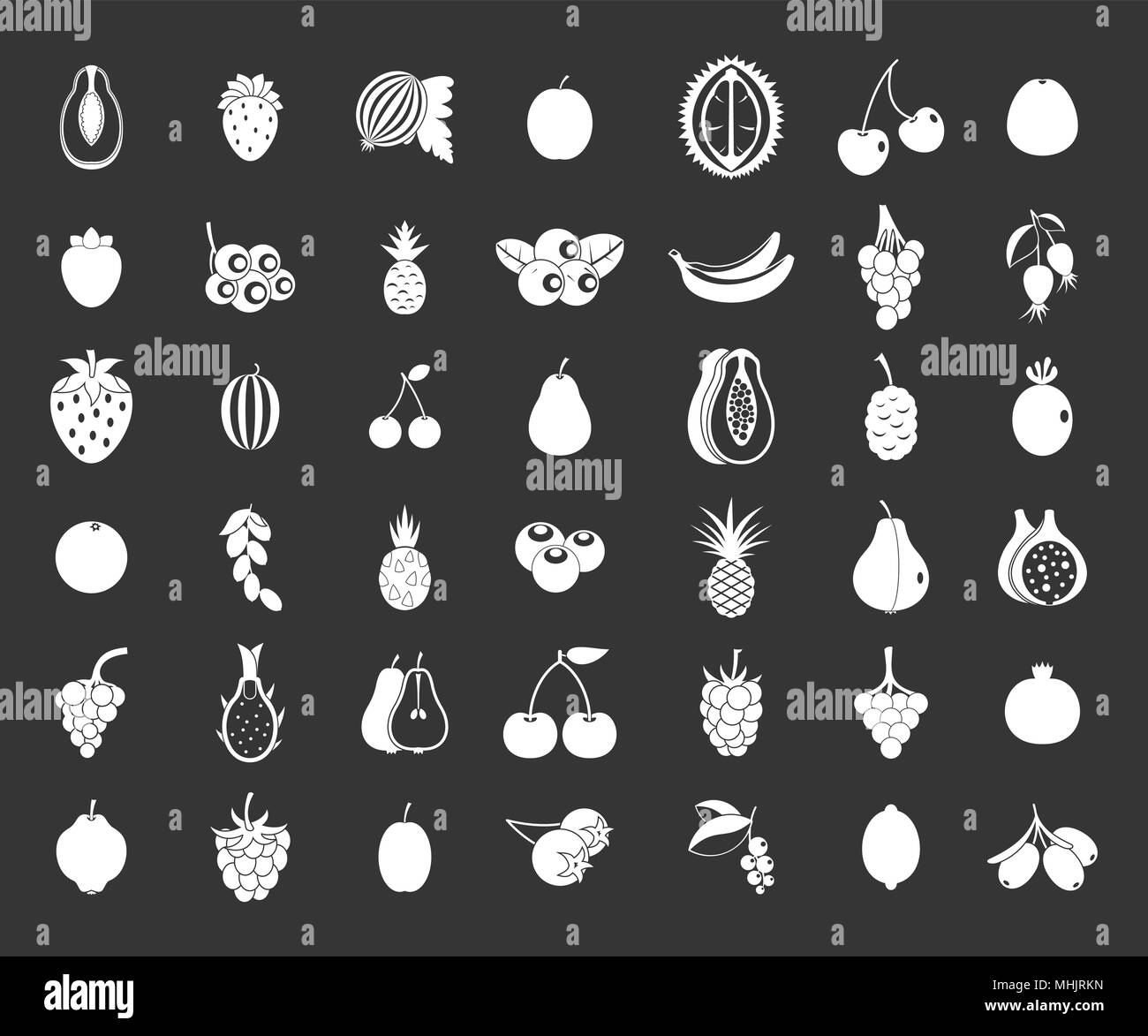 Fruits icon set grey vector Stock Vector Image & Art - Alamy