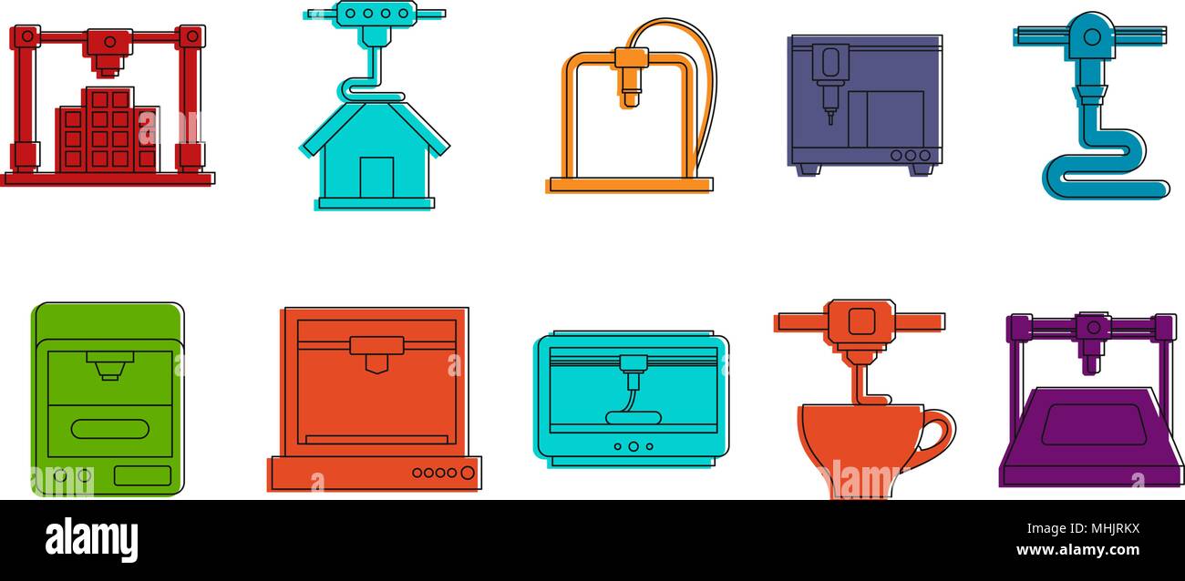 Gear printer icon outline hi-res stock photography and images - Alamy