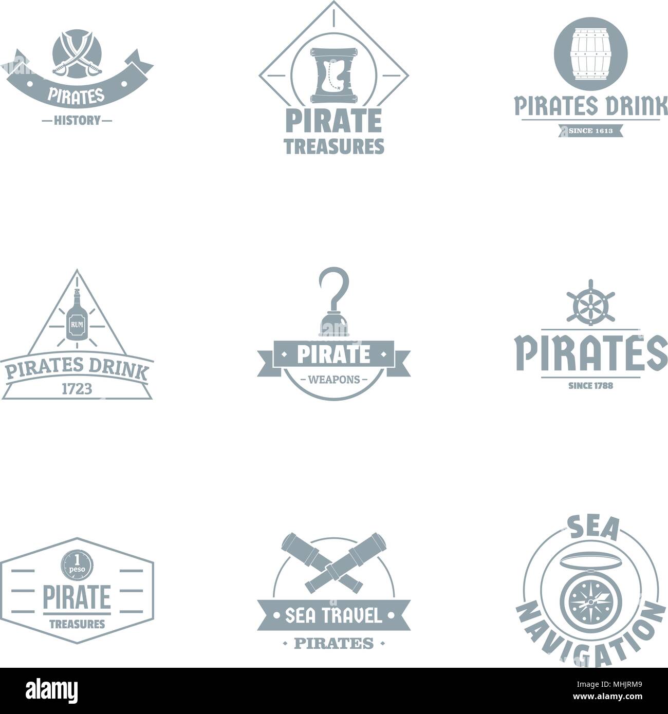 Pirate logo set, simple style Stock Vector Image & Art - Alamy