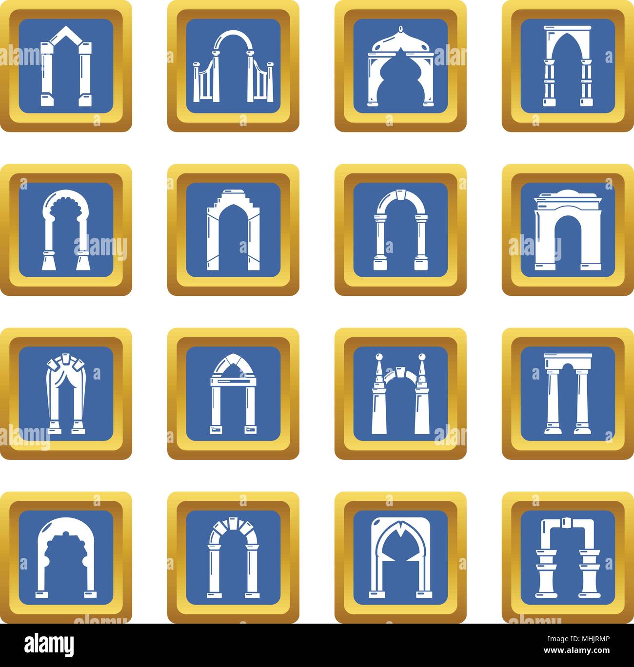 Arch types icons set blue square vector Stock Vector Image & Art - Alamy