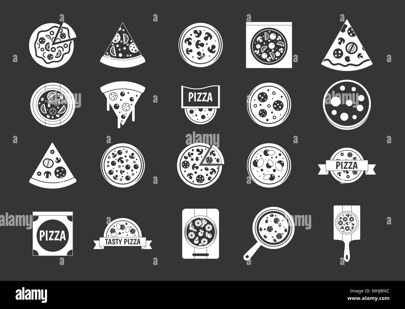 Pizza icon set grey vector Stock Vector Image & Art - Alamy