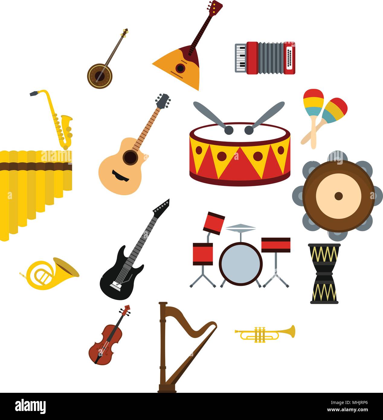Musical instruments icons set, flat style Stock Vector Image & Art - Alamy