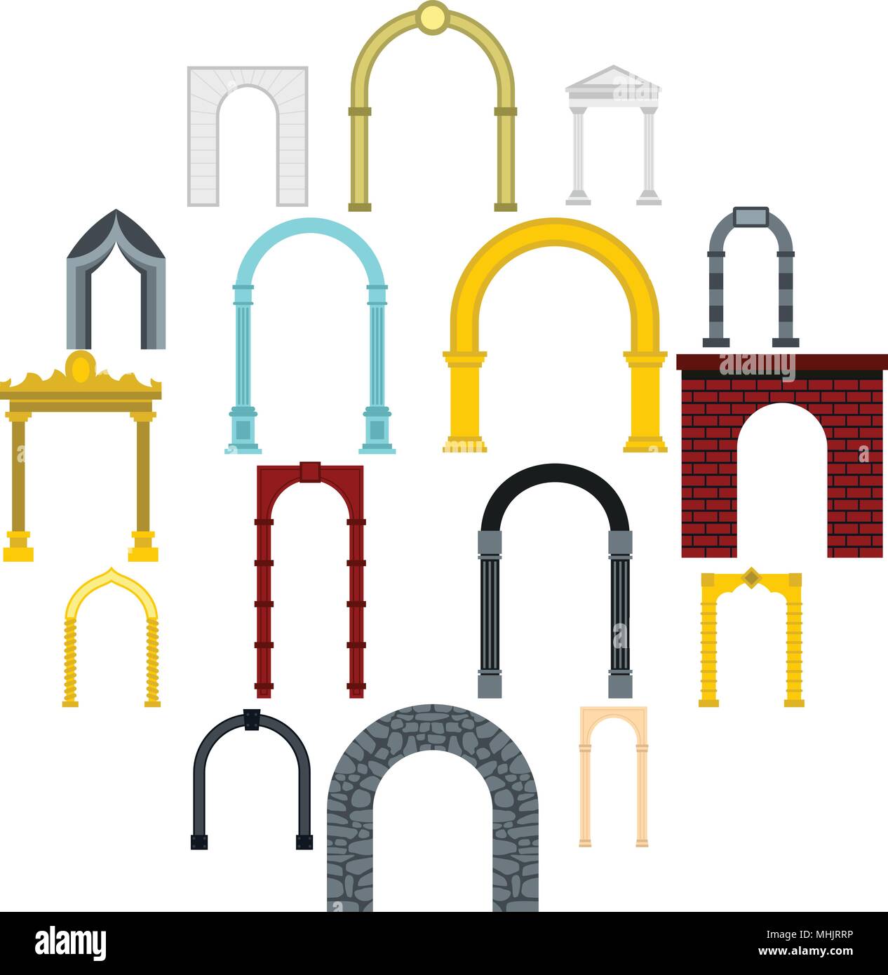Arch icons set, flat style Stock Vector Image & Art - Alamy