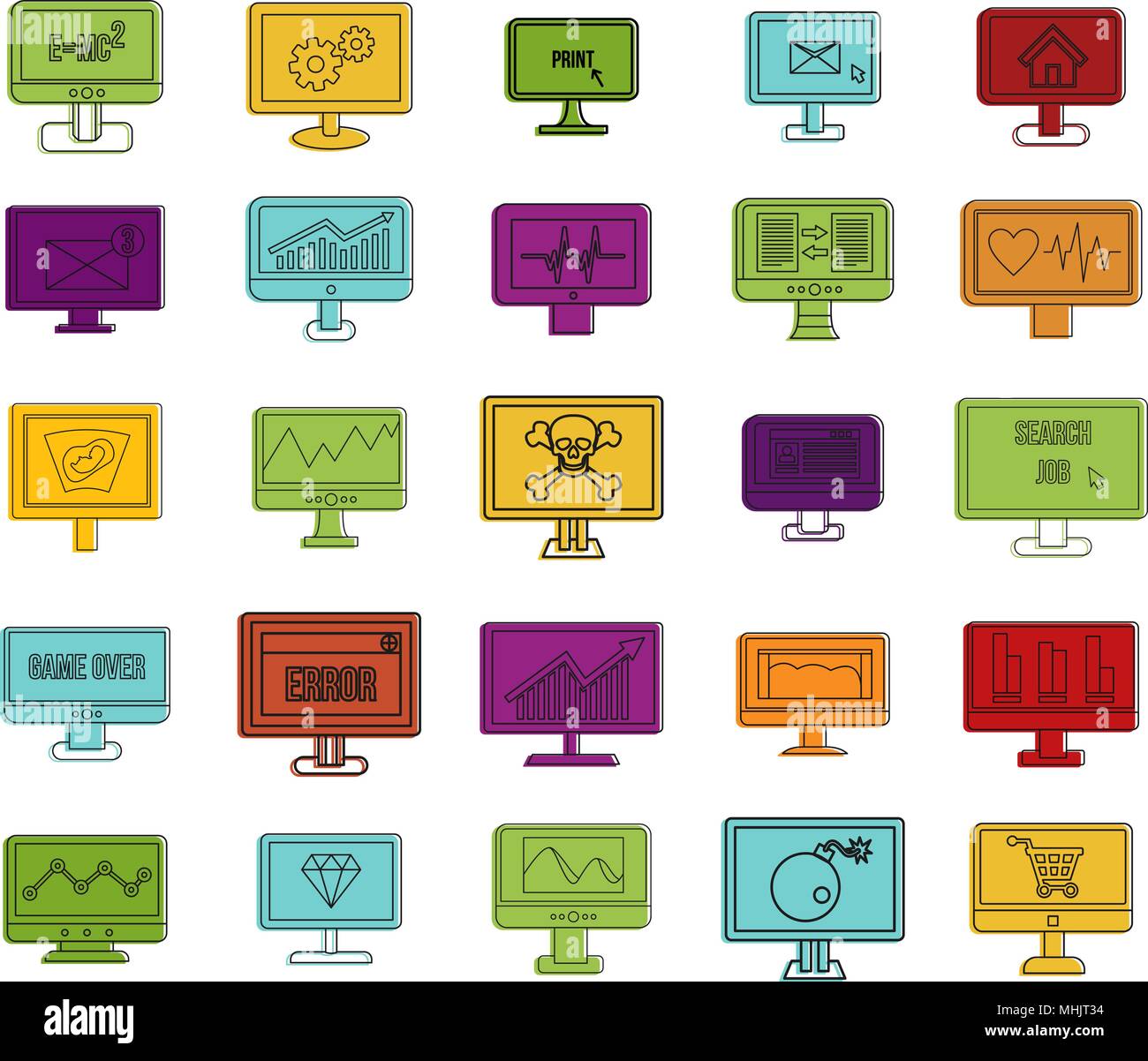 Lcd monitor icon set, color outline style Stock Vector Image & Art - Alamy
