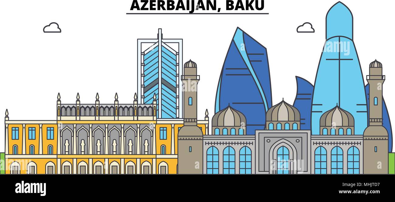 Azerbaijan, Baku. City skyline, architecture, buildings, streets ...